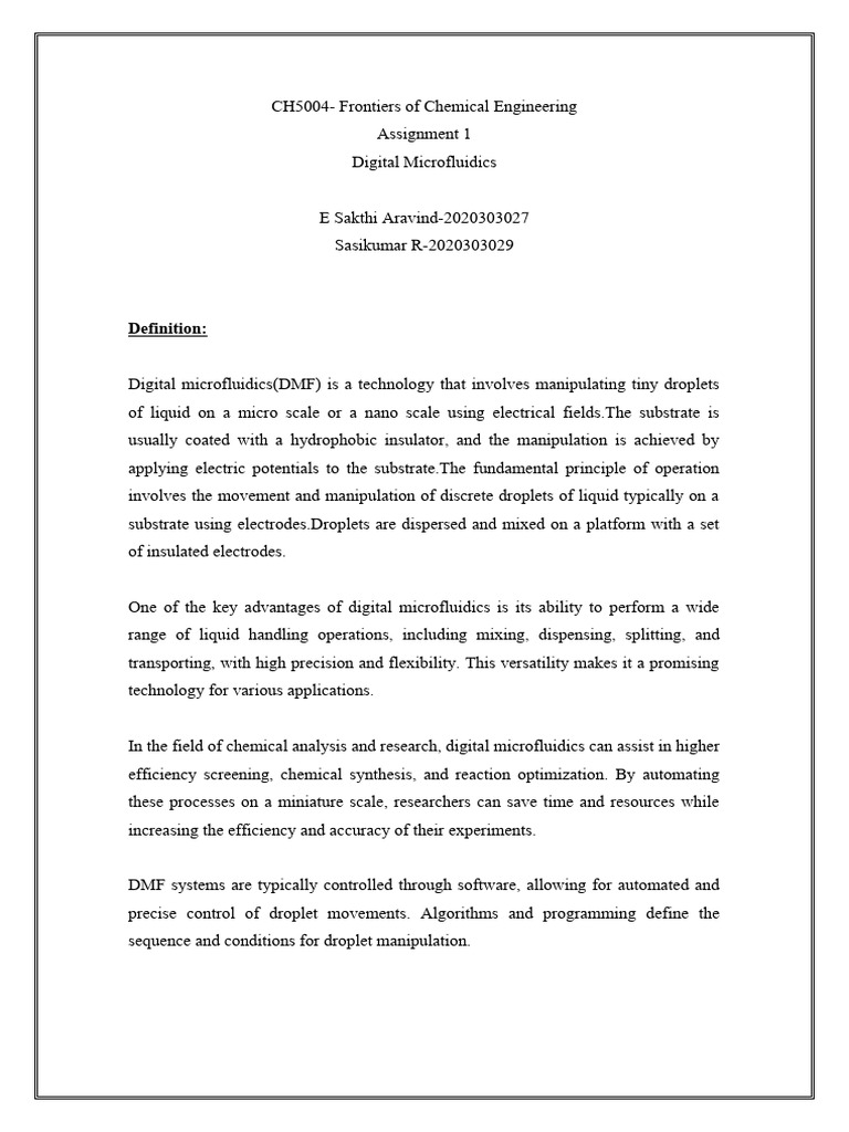 Digital Microfluidics | Download Free PDF | Microfluidics | Life Sciences