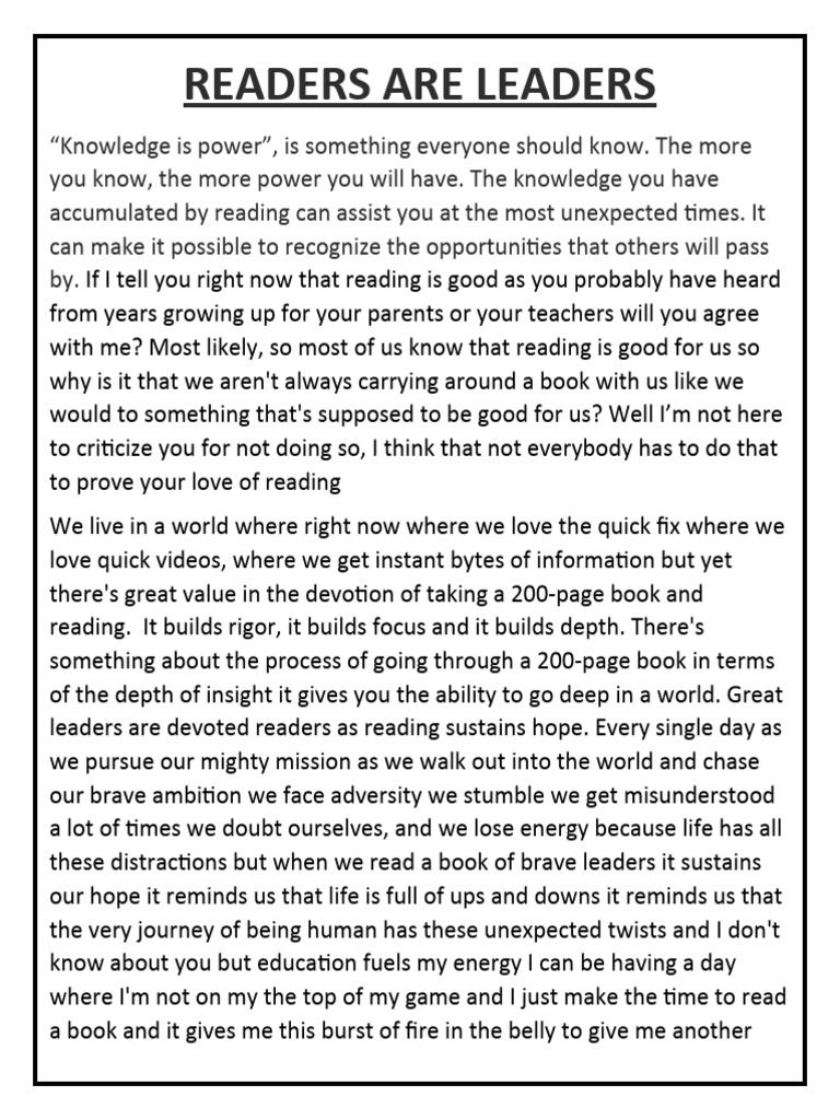 Readers Are Leaders | PDF | Knowledge | Behavior Modification