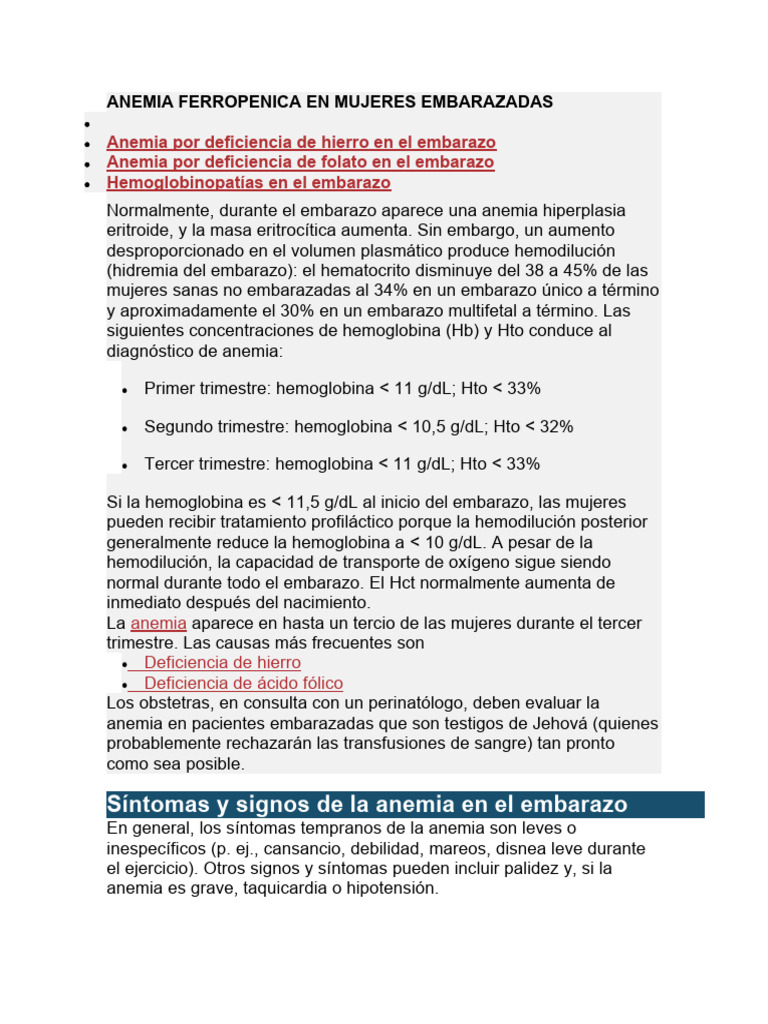 Anemia Ferropenica en Mujeres Embarazadas | Descargar gratis PDF ...