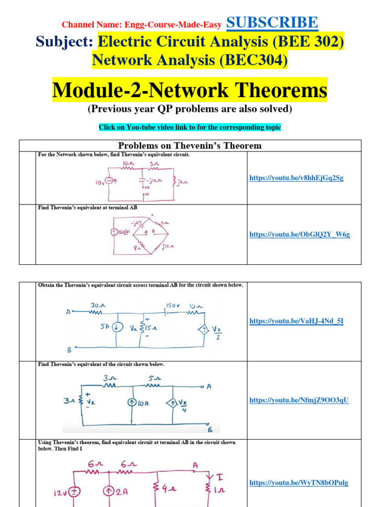 Eca (Bee 302) & Na (Bec304) Module 2 | PDF | Electrical Network | Electronic Engineering