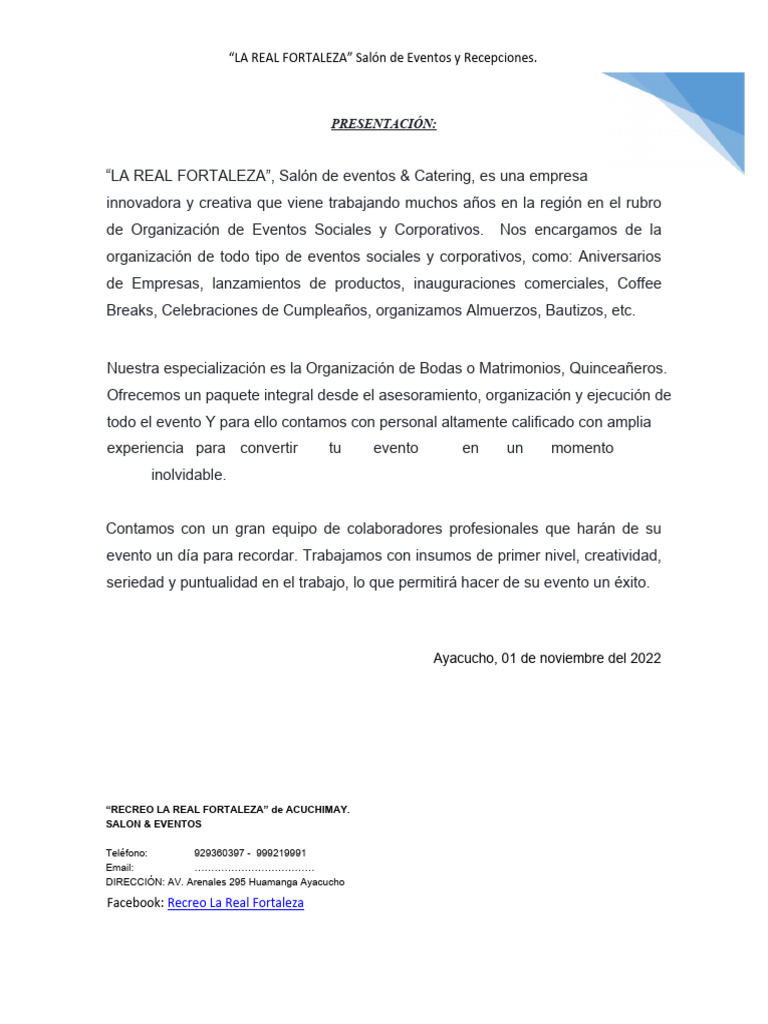 PROFORMA MATRIMONIO Hoy | PDF | Alimentos | Cocina