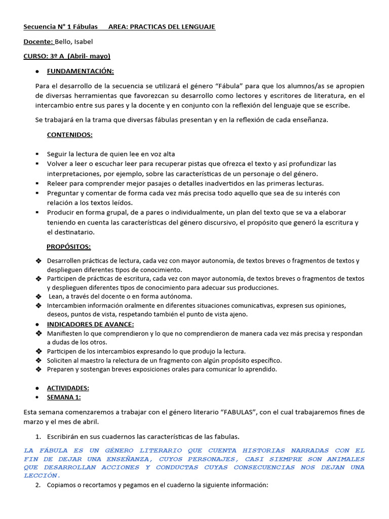 fabula 3° | PDF | Fábula