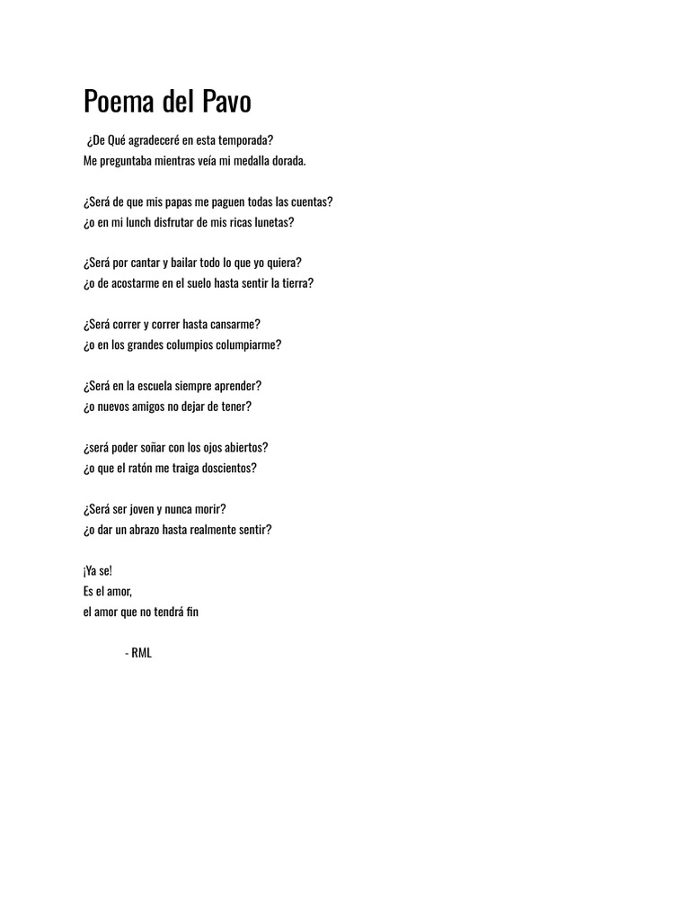 Poema Del Pavo Thanksgiving | PDF