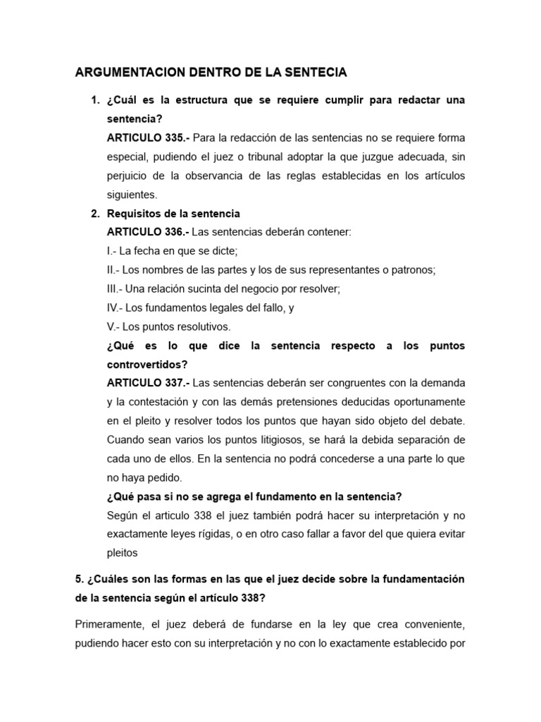 ARGUMENTACION DENTRO DE LA SENTECIA | PDF | Sentencia (ley) | Juez