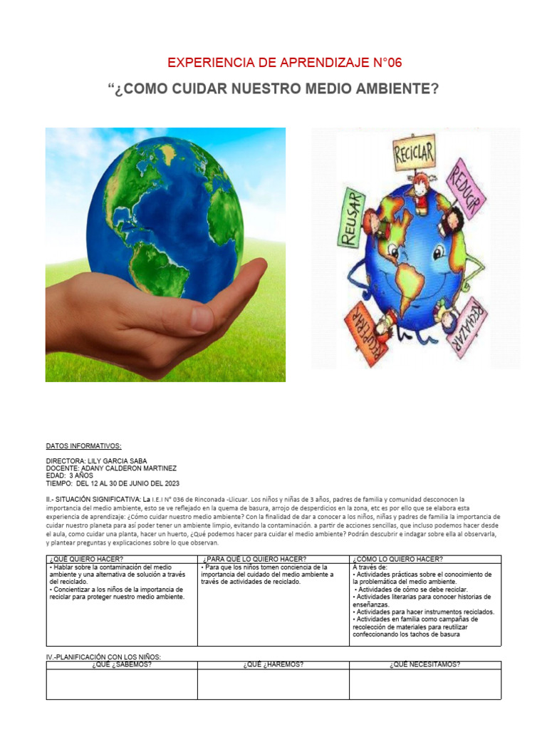 Aprendiendo a Cuidar el Medio Ambiente | PDF | Observación