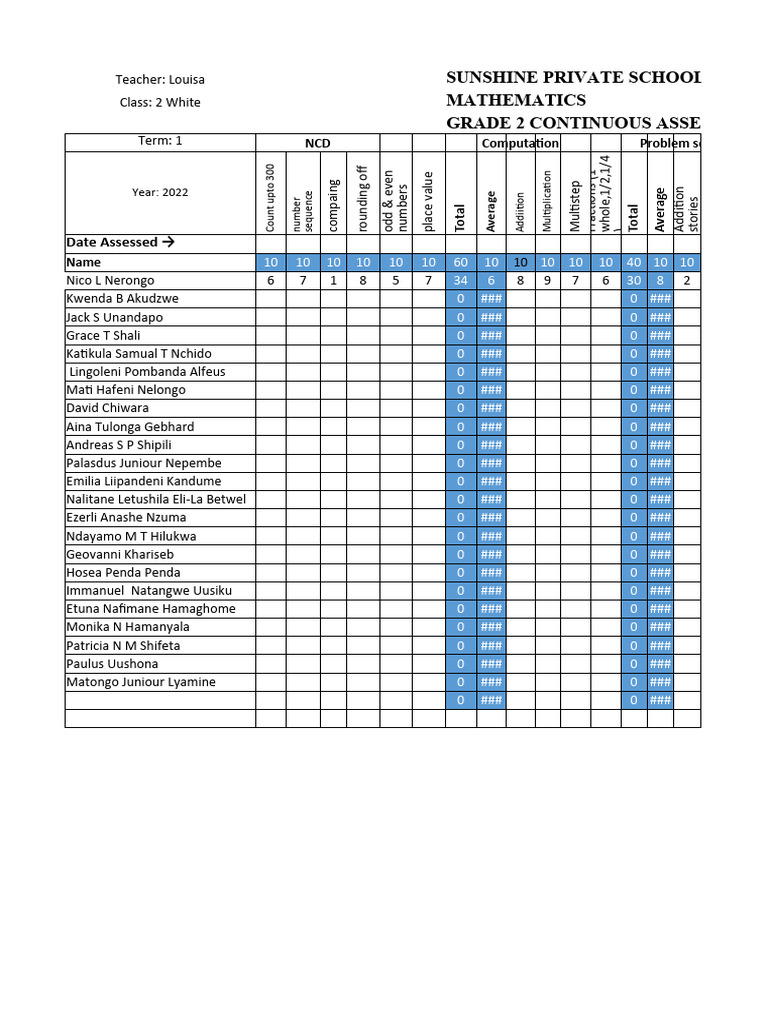 2 White Mark Schedule | PDF