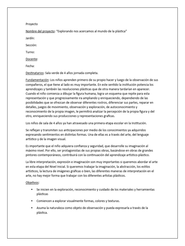 Proyecto Explorando Nos Acercamos Al Mundo de La Pástica | PDF ...
