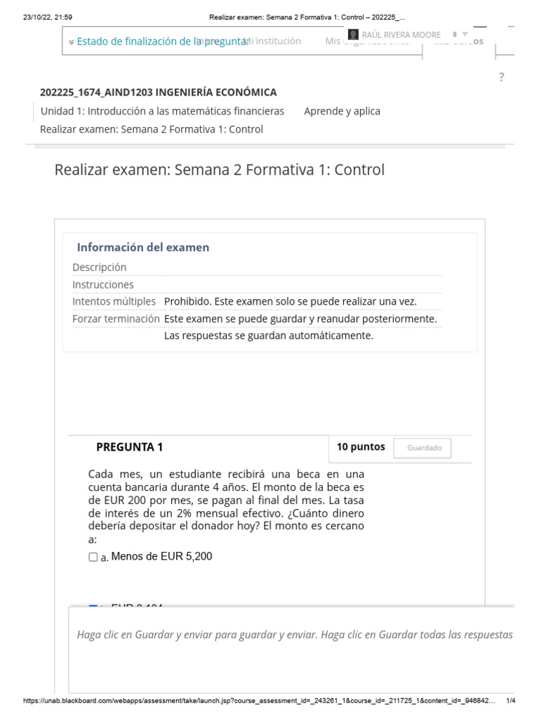 Realizar Examen_ Semana 2 Formativa 1_ Control – 202225_.. | PDF | Macroeconómica | Bancario