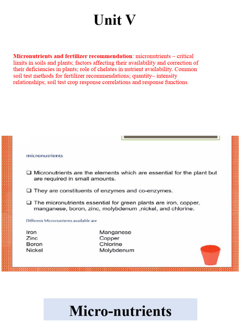 Unit 5 Micronutrients | PDF | Soil | Manganese