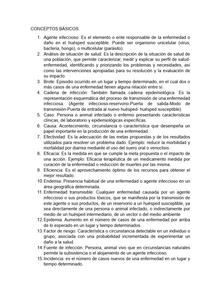 Glosario de Términos Epidemiológicos | PDF | Infección | Epidemiología