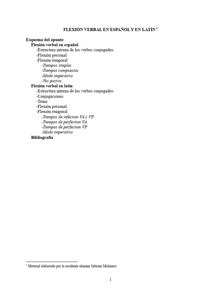 Apunte de flexión verbal española y latina | PDF | Verbo | Conjugación gramatical
