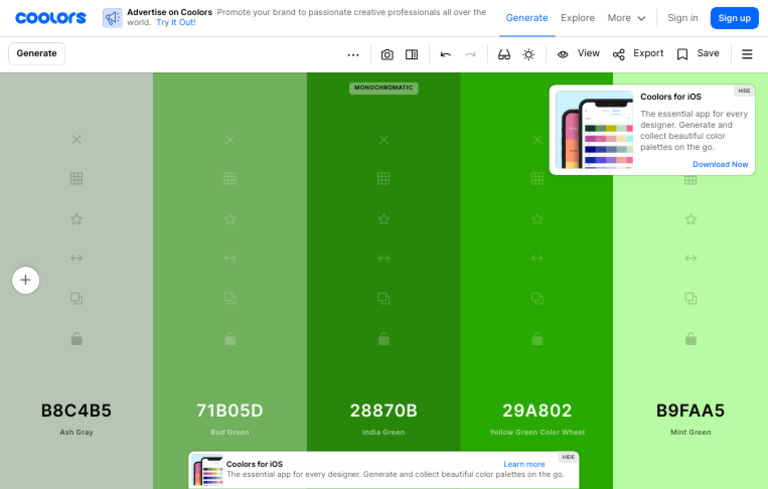 Create A Palette - Coolors | PDF | Color | Smartphone
