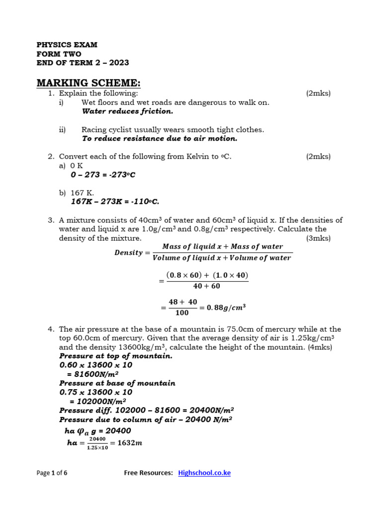 PHYSICS Form 1 Notes | Download Free PDF | Waves | Temperature