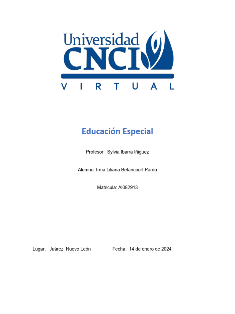 Act 1 de Educacion Especial | PDF | Educación especial | Invalidez Act 1 de Educacion Especial | PDF | Educación especial | Invalidez