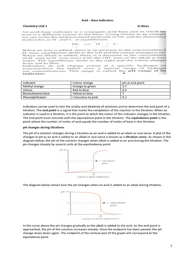 10.c Acid-Base Indicators and Buffers | PDF | Titration | Chemistry