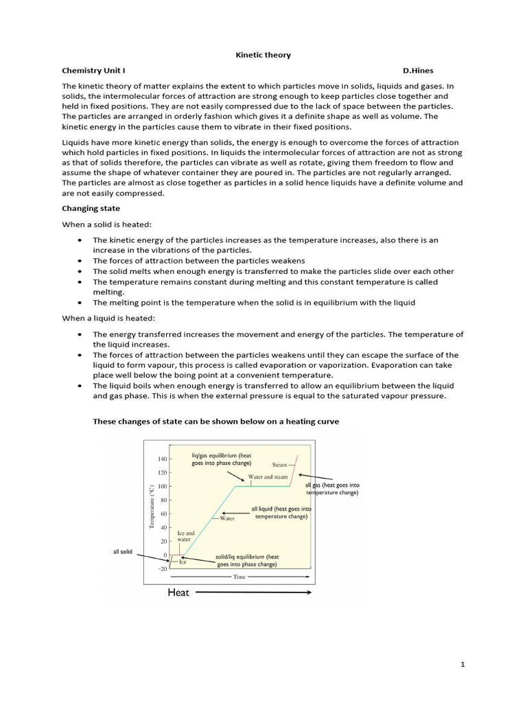 Kinetic Theory (The Gas Laws) - Chemistry Unit I | PDF | Gases | Liquids