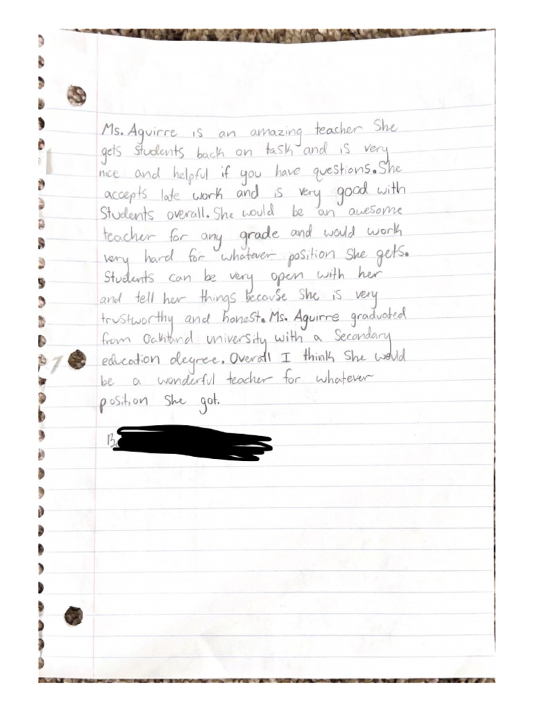 Student Letter of Rec 1 | PDF