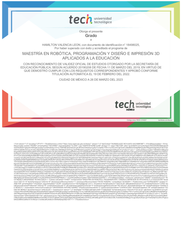 Acta y Diploma Hamilton - Valencia - Leon | PDF
