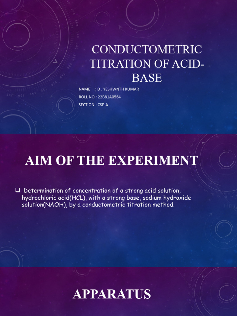 Conductometric TITRATION OF ACID-BASE | PDF