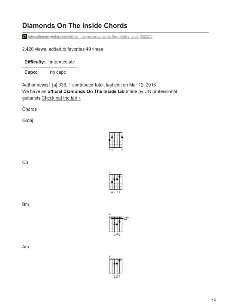 Diamonds On The Inside Chords | PDF | Song Structure | Songs