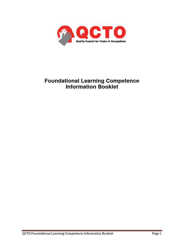 QCTO Foundational Learning Competence Guide | PDF | Educational ...