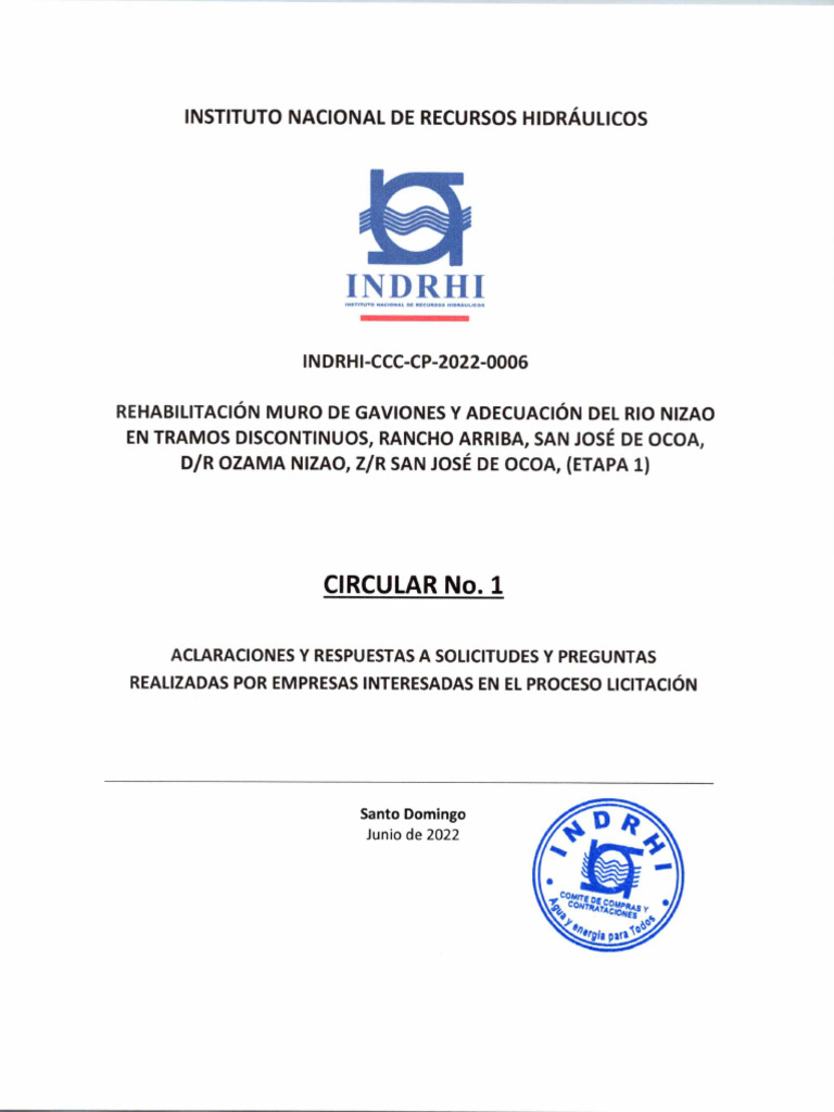 Circular N. 1 Indrhi CCC CP 2022 0006 | PDF