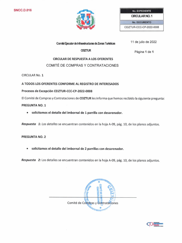 Circular No. 1. CP-2022-0008 | PDF