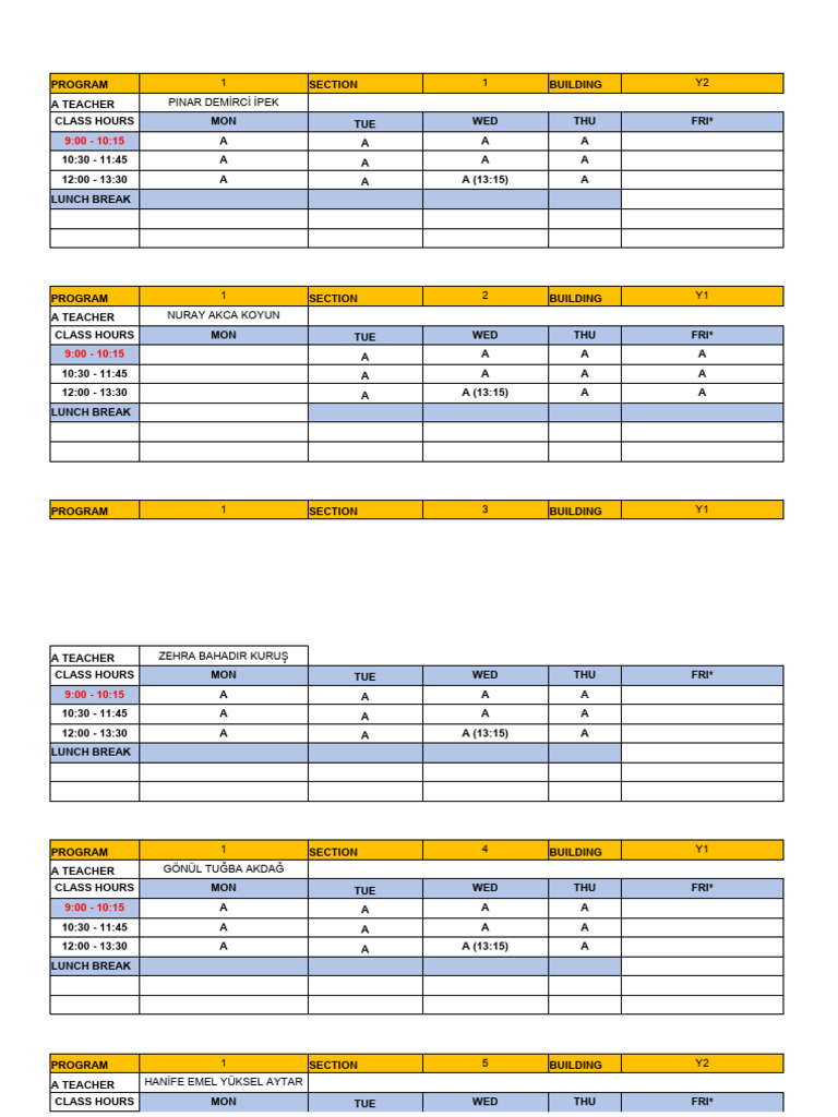 2023-2024 Spring Term Class Schedules | PDF