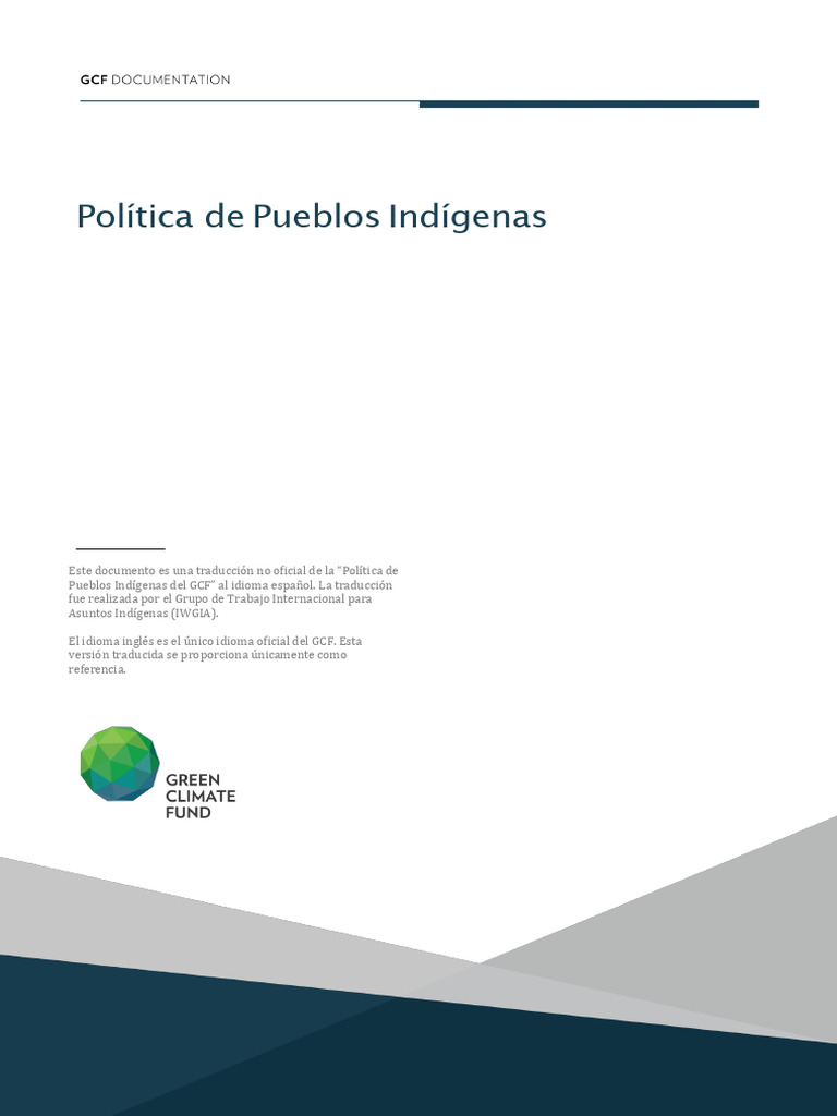 Indigenous Peoples Policy-GCF | PDF | Gente indígena | Entorno natural