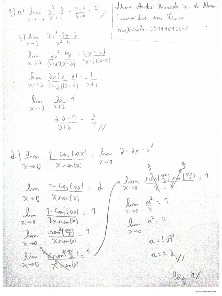 AD1 Cálculo 1 | PDF