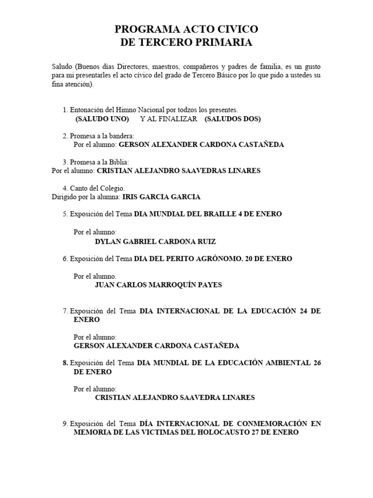 Programa Acto Civico | PDF