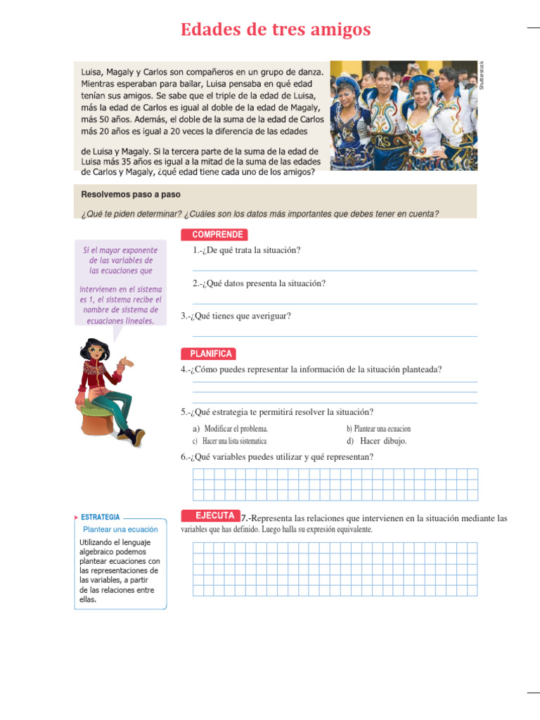 Edades de tres amigos | PDF | Ecuaciones | Matemáticas Aplicadas