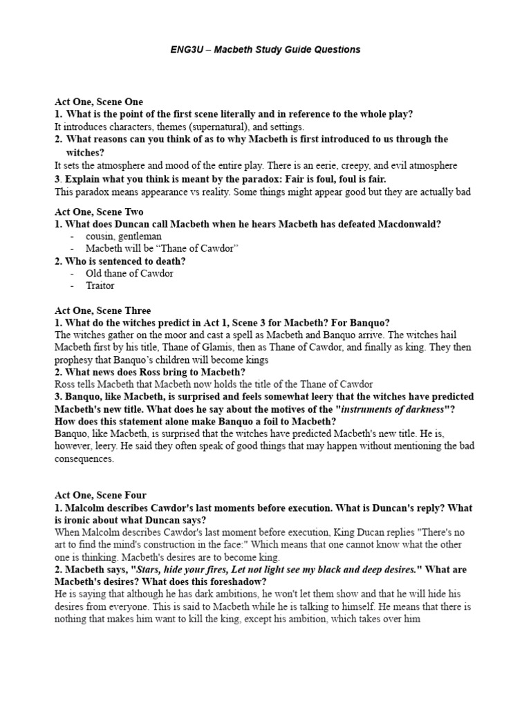Macbeth Questions | PDF | Macbeth