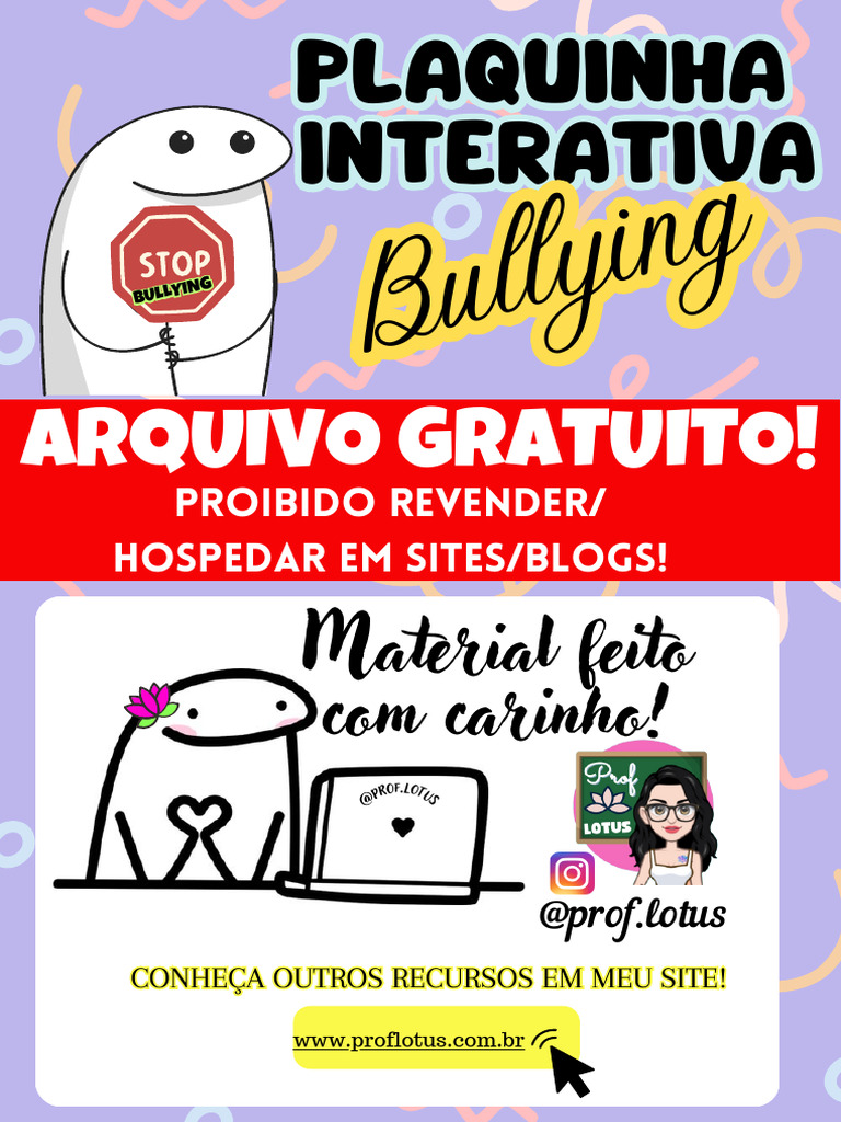 Gratuito Plaquinha Interativa Bullying | PDF
