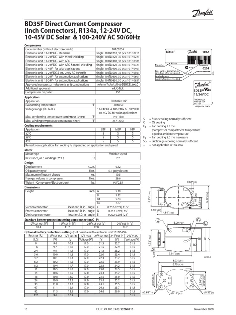 Danfoss BD35F Compressor Overview | PDF | Electrical Engineering ...