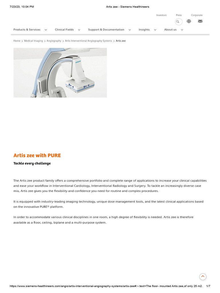 Artis Zee - Siemens Healthineers | PDF | Angiography | Interventional ...