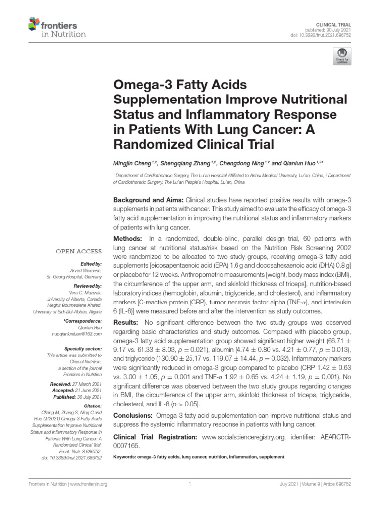 Omega 3 RCT | PDF | Omega 3 Fatty Acid | Clinical Medicine