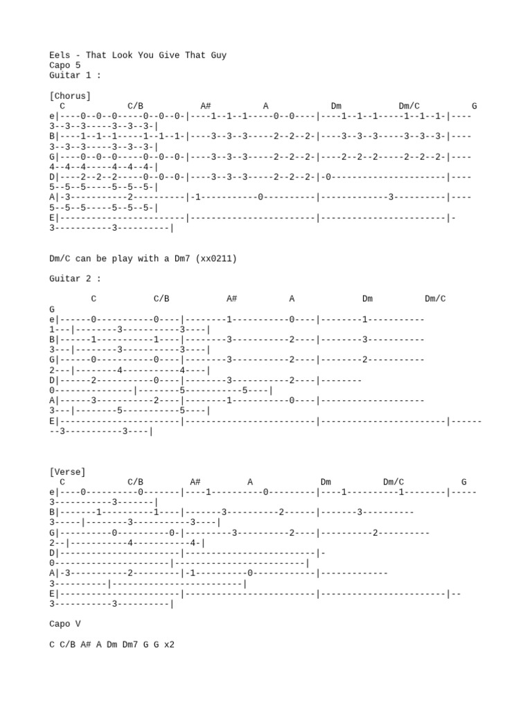 Eels: That Look You Give Chords | PDF | Songs | Recorded Music