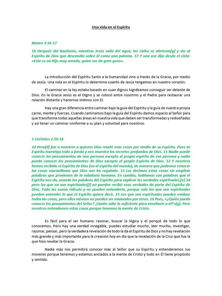 Una Vida en El Espíritu Xarate | PDF | espíritu Santo | Jesús