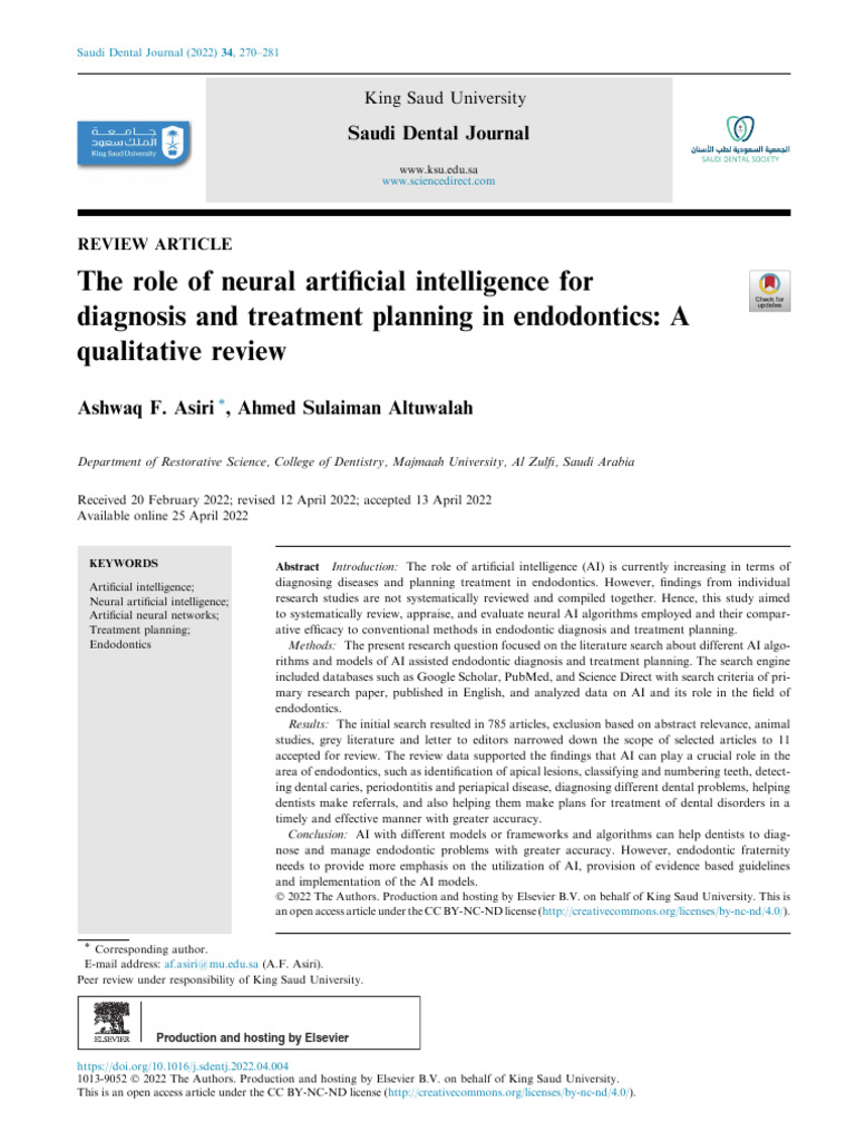 The Role of Neural Artificial Intelligence For Diagnosis and Treatment ...