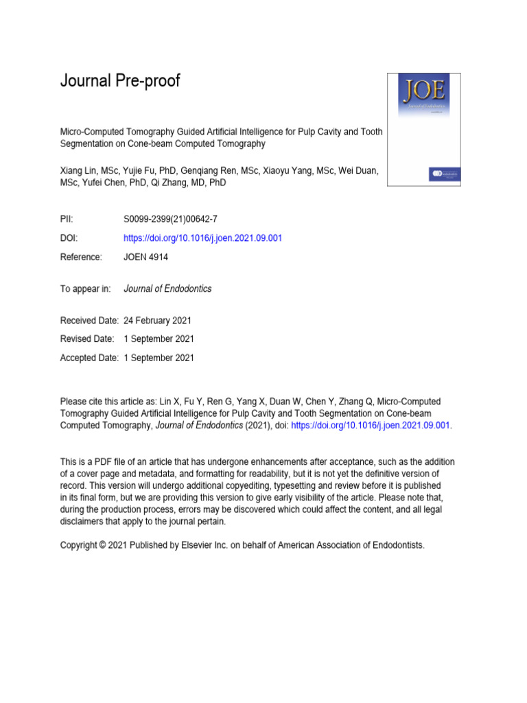 Micro-Computed Tomography-Guided Artificial Intelligence For Pulp ...