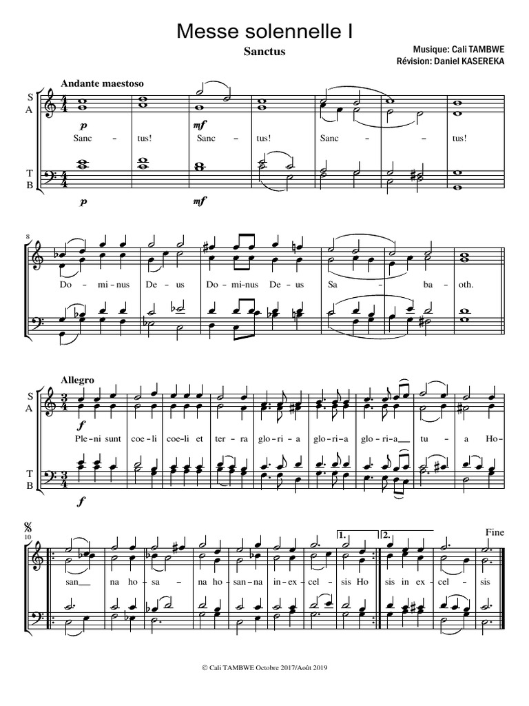 Sanctus de la Messe Solennelle I | PDF | Messe