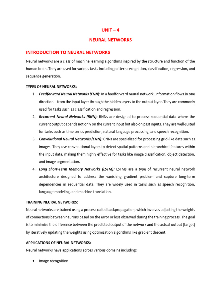 Unit 4 - Artificial Intelligence | PDF | Artificial Neural Network | Cognitive Science