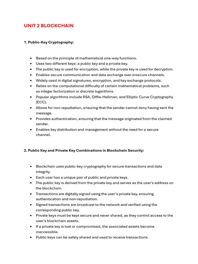 Unit 2 Blockchain | PDF | Public Key Cryptography | Key (Cryptography)