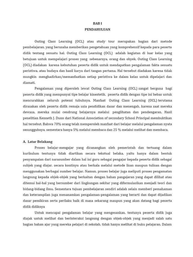 Contoh Program Kerja Panitia Outing Class Leraning 2024 | PDF