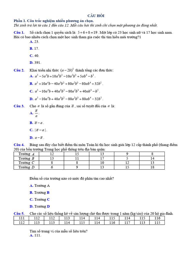 10 de On Thi Cuoi Hoc Ki 2 Toan 10 Canh Dieu Cau Truc Trac Nghiem Moi | PDF