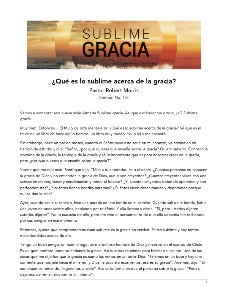 Sermón No. 1 - Qué Es Lo Sublime Acerca de La Gracia | PDF | Gracia en el cristianismo | Gracia ...