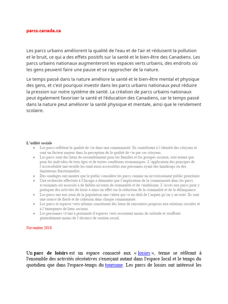 Impact des parcs sur la santé urbaine | PDF | Parcs | Parc d'attractions
