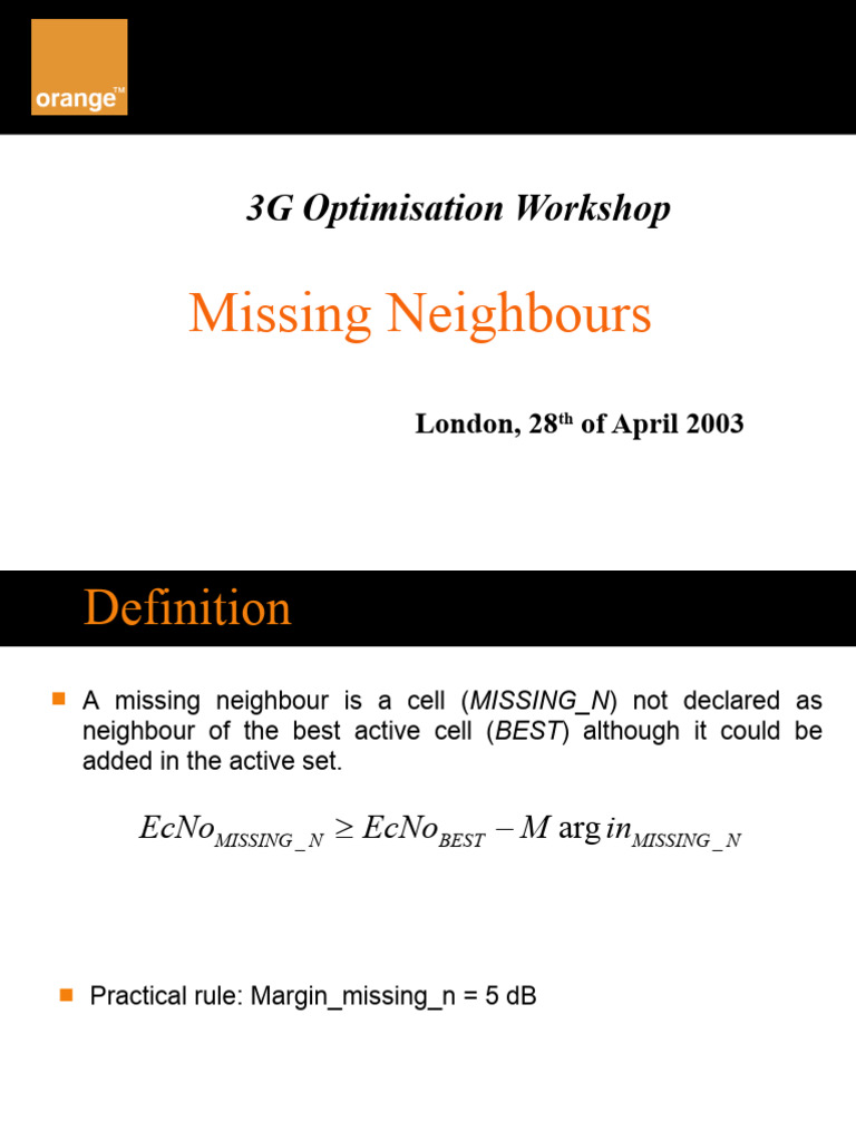 Slides Missing Neighbours | PDF | Telecommunications | Telecommunications Engineering