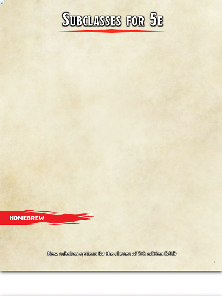 Subclasses For 5th Edition | PDF